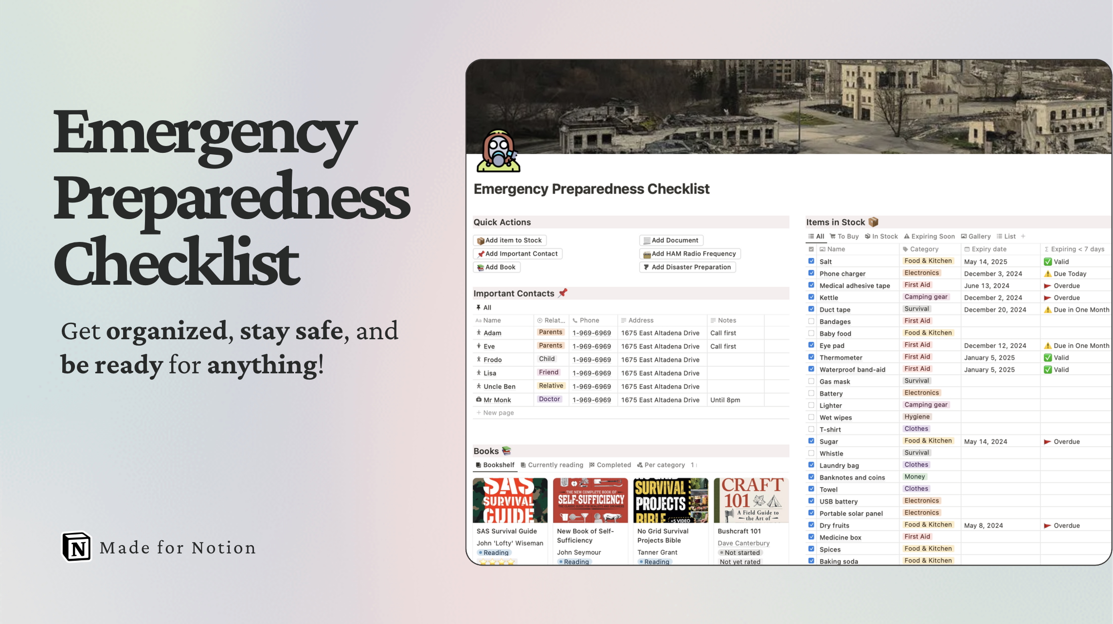 Emergency Preparedness Checklist for Free by Premium Pixels - Personal Notion Template